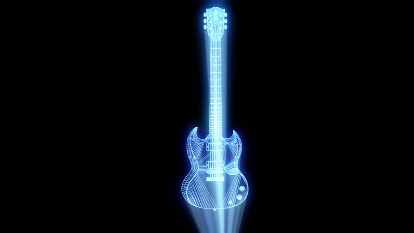 3d Guitar in Hologram Wireframe Stock Footage Video (100% Royalty-free ...