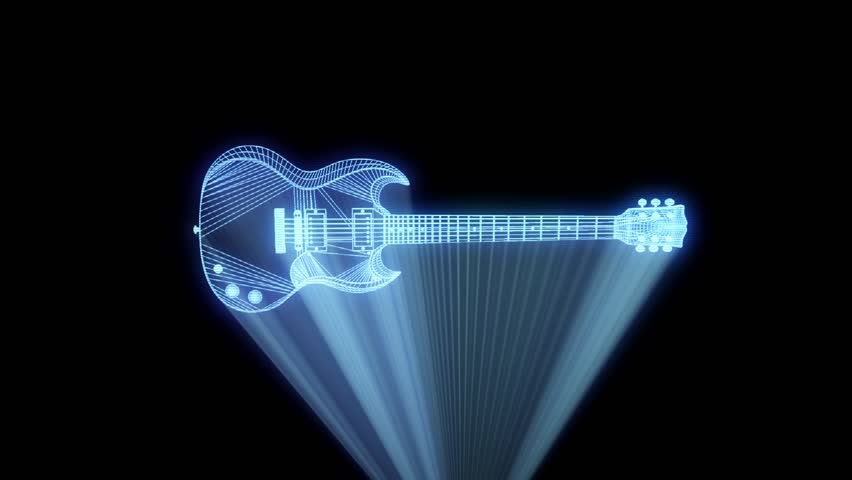3d guitar hologram wireframe style nice Stock Footage Video (100% ...