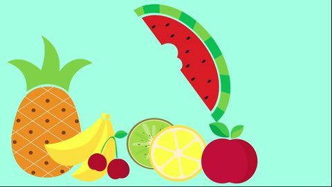 Flat Design Food Motion Graphics Fruits Stock Footage Video (100% ...