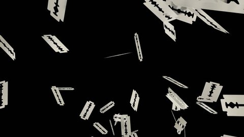 Animated Exploding Jumping Plain Razor Blades 스톡 동영상 비디오(100% 로열티 프리 ...