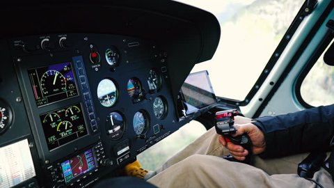 Pilot Flying Helicopter Using Cyclic Joystick Arkivvideomateriale (100 ...