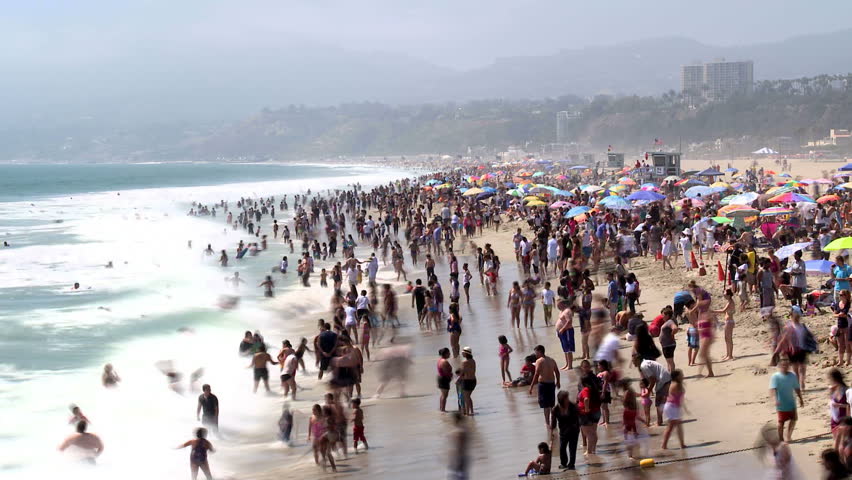 Crowded Beach Stock Footage Video (100% Royalty-free) 1808537 ...
