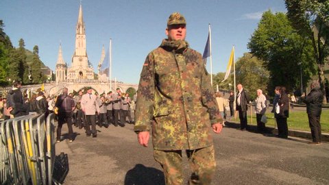 German Military Marching Band Proceeds Rosary Stock Footage Video (100% ...