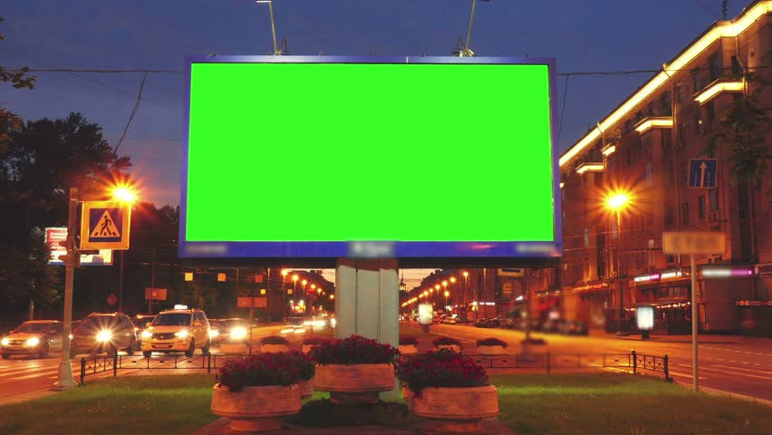 billboard green screen on busy street Stock Footage Video (100% Royalty ...