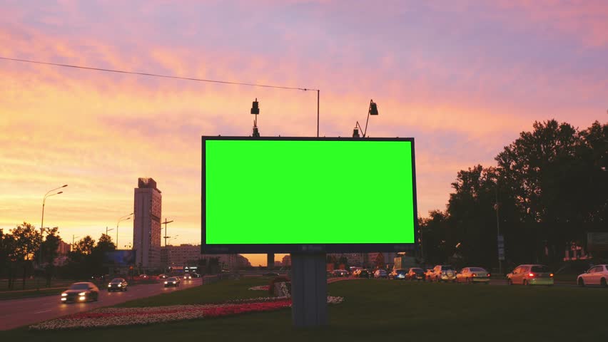 billboard green screen on busy street Stock Footage Video (100% Royalty ...