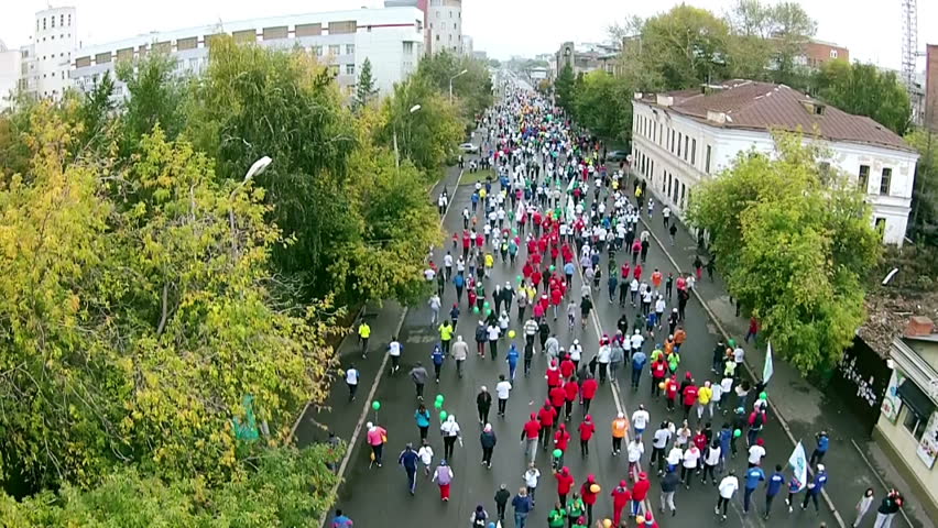 Many Young People Run a Stock Footage Video (100% Royalty-free ...