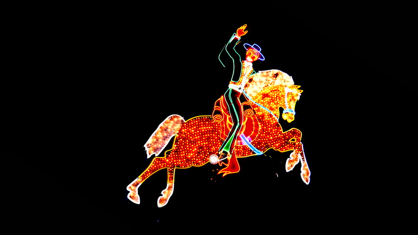 Neon Rodeo Cowboy Riding Animated Stock Footage Video (100% Royalty ...