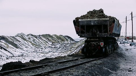 Loading Iron Ore Into Railway Wagons Stock Footage Video (100% Royalty ...