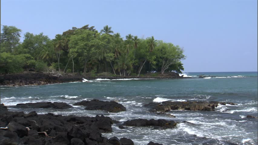 rocky shoreline holualoa bay hawaii kamoa Stock Footage Video (100% ...
