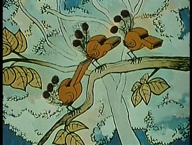 cartoon whistle birds perched on tree Stock Footage Video (100% Royalty ...