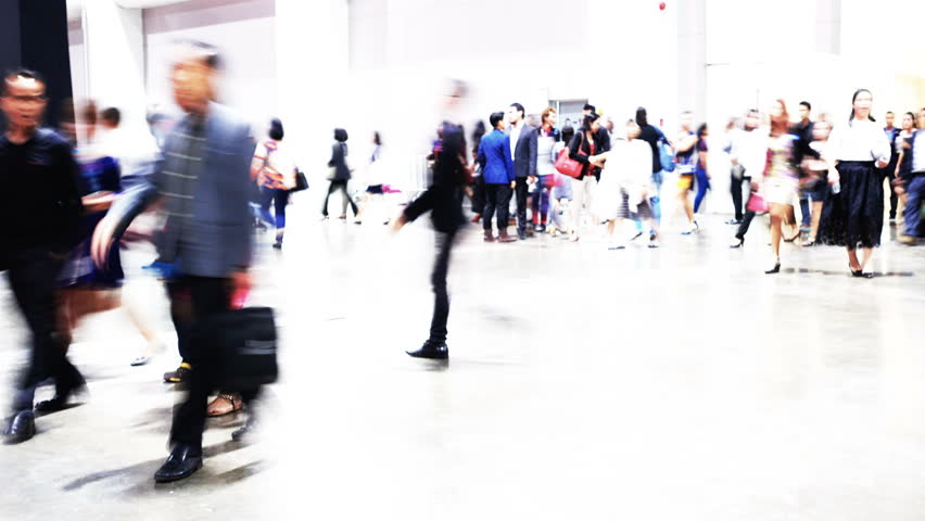 blurred motion crowd business people walking Stock Footage Video (100% ...