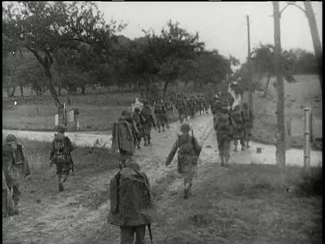 rear view soldiers walking down country Stock Footage Video (100% ...