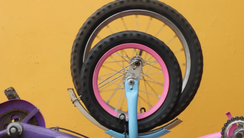Bicycles Tires, Wheels Spinning, Cyclicality, Stock Footage Video (100% ...