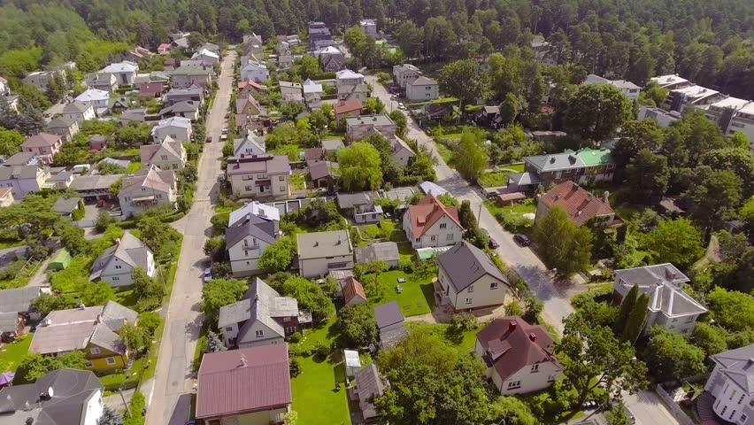 aerial establishing shot suburb neighbor houses Stock Footage Video ...