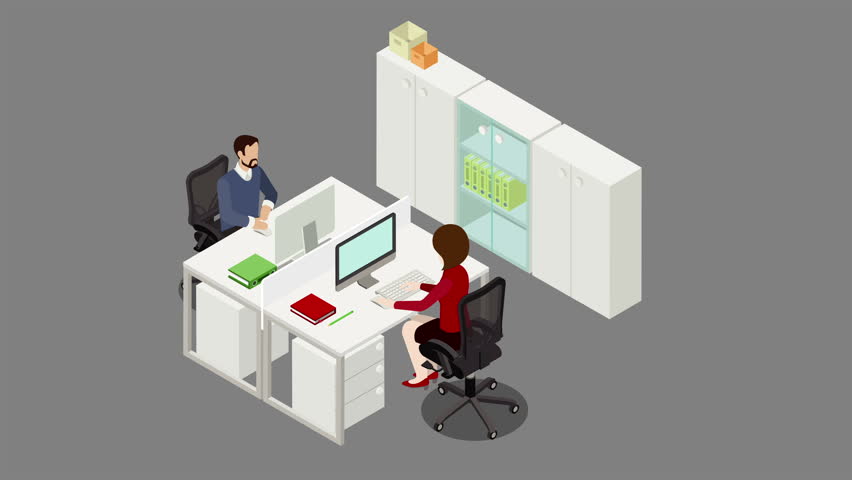 office open space room workplaces looped Stock Footage Video (100% ...