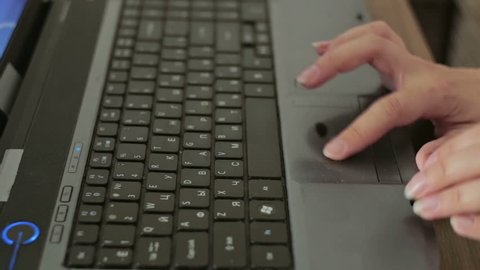 Female Hands Using Touchpad Typing On Stock Footage Video (100% Royalty ...