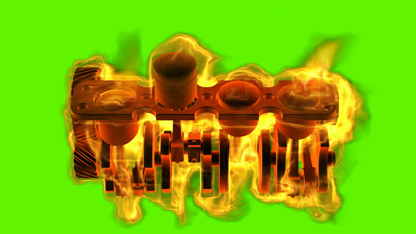 Engine On Fire 3d (green Stock Footage Video (100% Royalty-free ...
