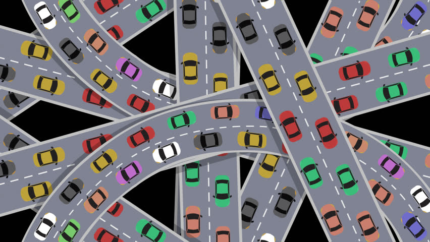 Busy Intersection Traffic Cartoon Cars Stock Footage Video (100% ...