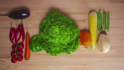 Moving Vegetables On Kitchen Table Harvest Stock Footage Video (100% ...