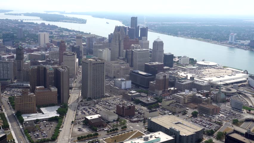 Detroit, Usa Aerial Ne, River, Stock Footage Video (100% Royalty-free ...