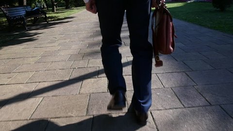 rear back view feet businessman commuting Stock Footage Video (100% ...