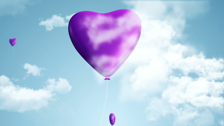 animation flying balloons cloudy sky seamless Stock Footage Video (100% ...