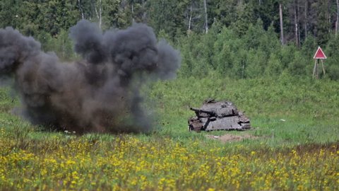 Old Tank Target On Military Firing Stock Footage Video (100% Royalty ...