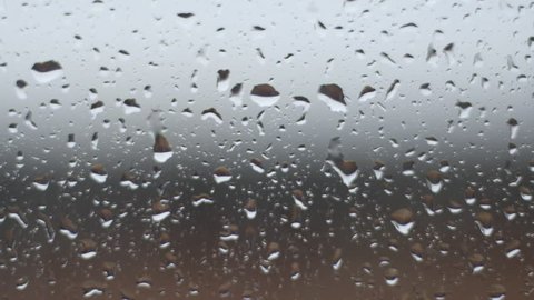Raindrops Sliding Down Window Pane On Stock Footage Video (100% Royalty ...