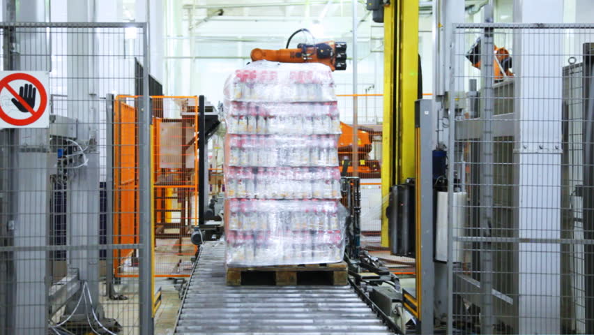 automatic wrapper cuts off end stretch Stock Footage Video (100% ...