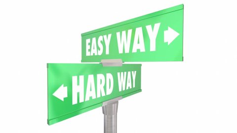 Easy Vs Hard Way Road Signs Stock Footage Video (100% Royalty-free ...