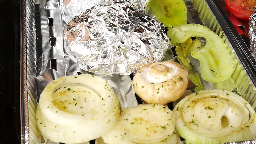 healthy grilling aluminum case cooking white Stock Footage Video (100% ...