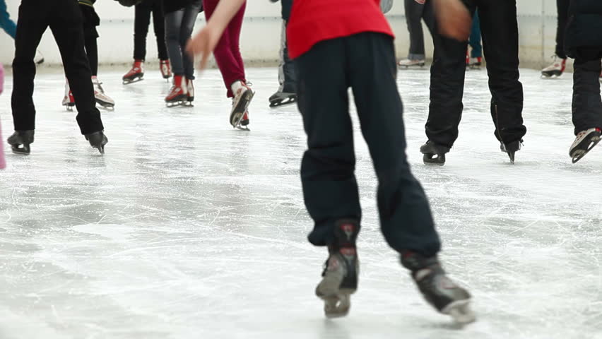 crowd ice skaters public skating rink Stock Footage Video (100% Royalty ...