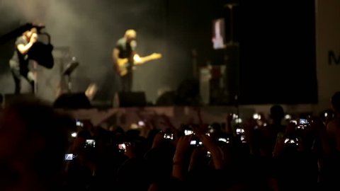 Rock Concert Crowd Stage Lights Artists Stock Footage Video (100% ...