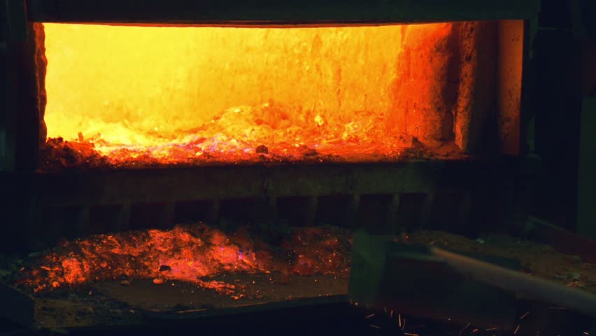 steelmakers rake slag melting metal furnace Stock Footage Video (100% ...