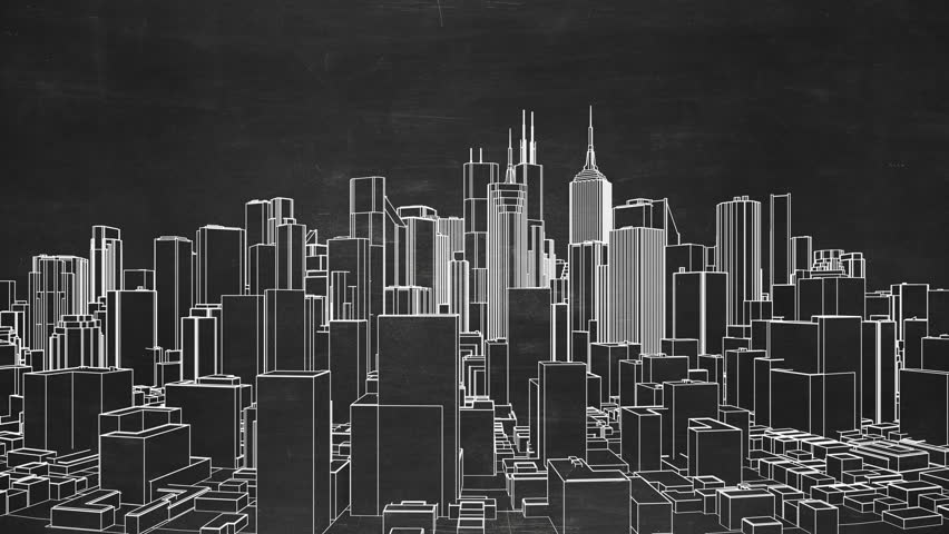 animation panorama new york contours buildings Stock Footage Video (100 ...