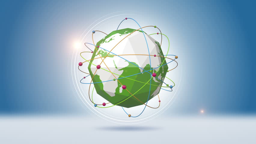 colorful spheres rotating around orbiting green Stock Footage Video ...