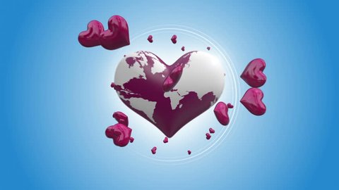spinning pink earth lots valentine hearts Stock Footage Video (100% ...