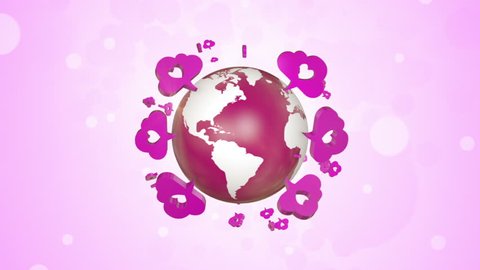 spinning pink earth lots valentine hearts Stock Footage Video (100% ...