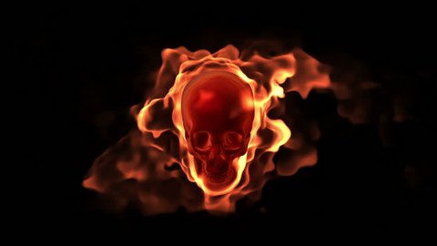 Burning Human Skull Horror Animation Stock Footage Video (100% Royalty ...
