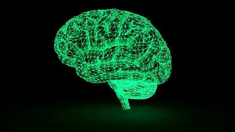 Brain Polygonal Mesh Glowing Computer Model Stock Footage Video (100% ...