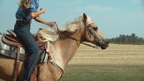 Closeup Woman Horseback Riding Super Slow Stock Footage Video (100% ...