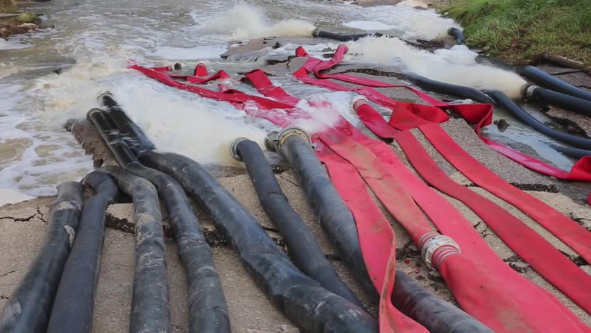 Pumping Out Flood Water Trough Fire Stock Footage Video (100% Royalty ...