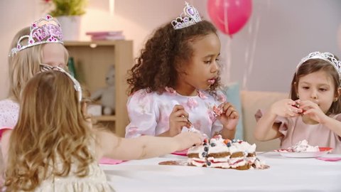 Sweet Little Princesses Eating Strawberries Whipped Stock Footage Video ...