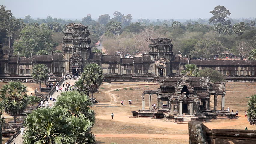 aerial view people visit angkor wat Stock Footage Video (100% Royalty ...