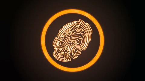 Seamless Looping Animation Orange Fingerprint Icon Stock Footage Video ...