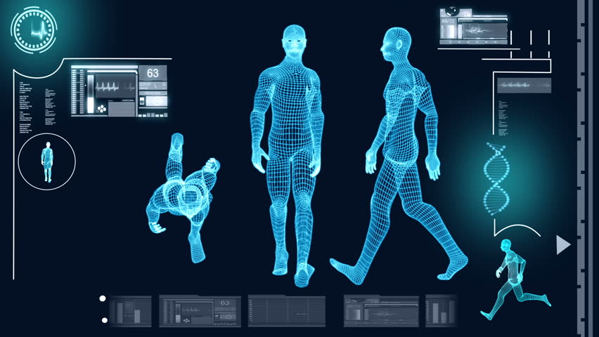 digital motion graphic virtual walking male Stock Footage Video (100% ...