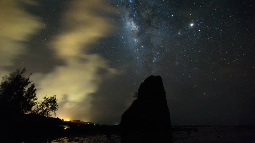 milky way moving across sky clouds Stock Footage Video (100% Royalty ...