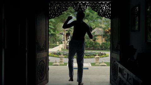 Young Happy Man Dancing Door Beautiful Stock Footage Video (100% ...