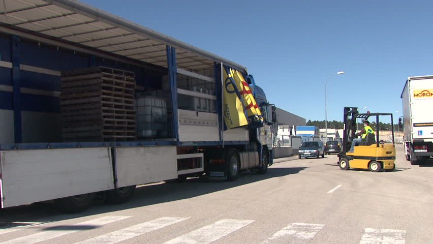 trailer loading unloading truck filmed on Stock Footage Video (100% ...