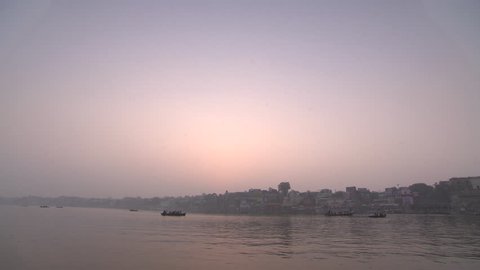 Sunset Sky Over Ganges River Varanasi Stock Footage Video (100% Royalty ...